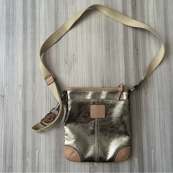 Coach | Bags | Coach Metallic Silver Swingpack Crossbody Bag | Poshmark